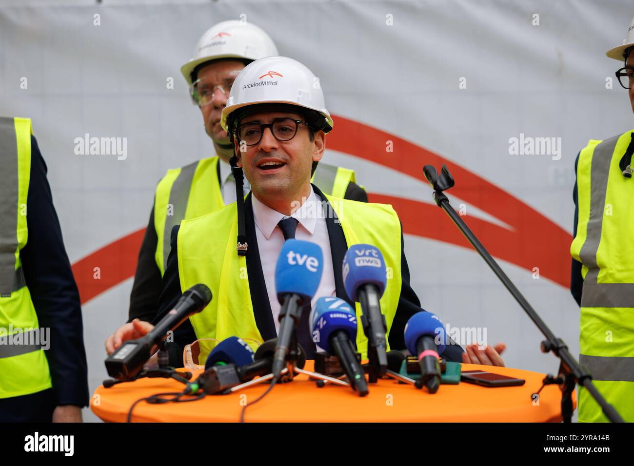ArcelorMittal Europe CEO Geert Van Poelvoorde and Stephane Sejourne ...