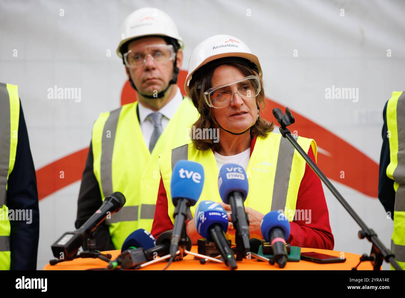 ArcelorMittal Europe CEO Geert Van Poelvoorde and Teresa Ribera ...