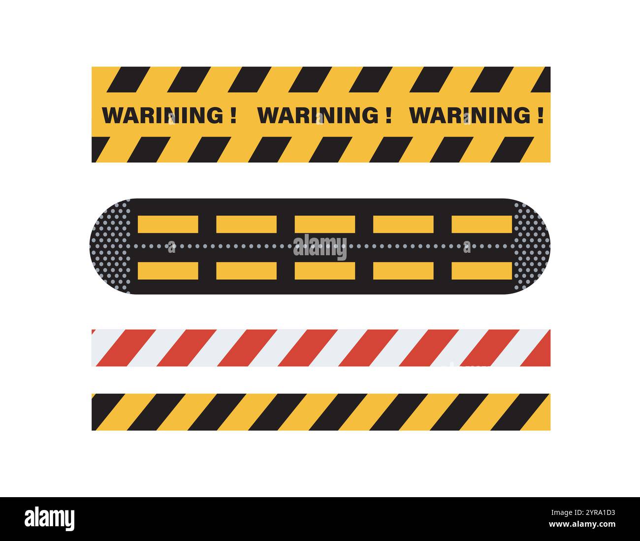 Road work sign. Yellow, black and white warning stripes. Safety at ...