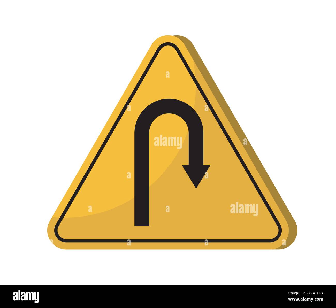 Road work sign. Yellow triangle roadsign with arrow. Safety at roads ...