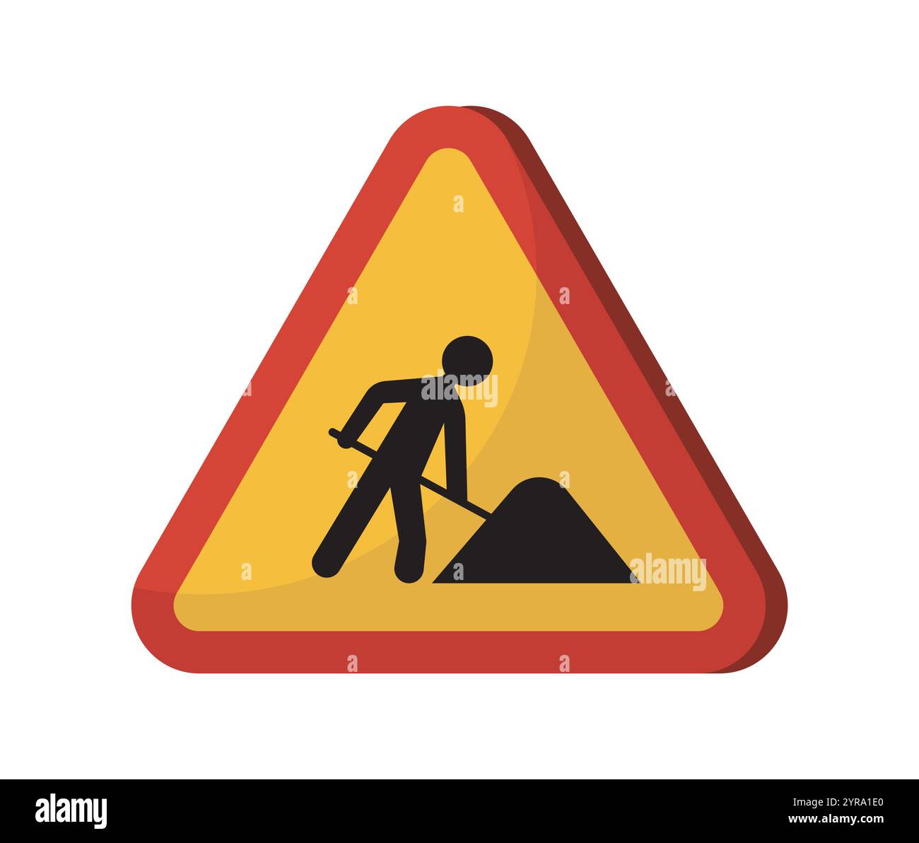 Road work sign. Yellow triangle roadsign with worker. Safety at roads ...