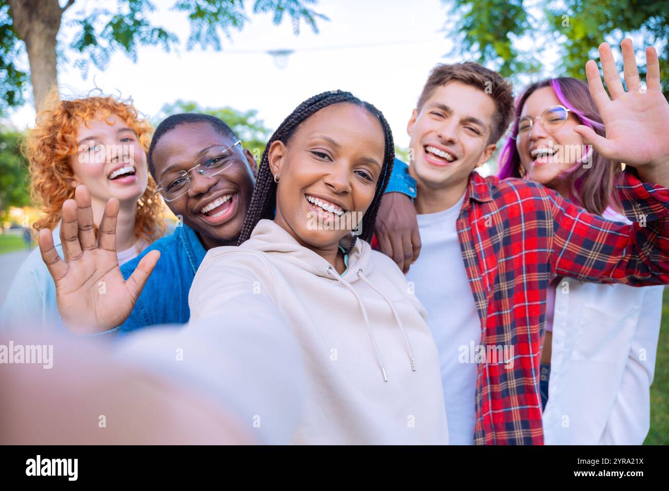 Group friends selfie in hi-res stock photography and images - Alamy