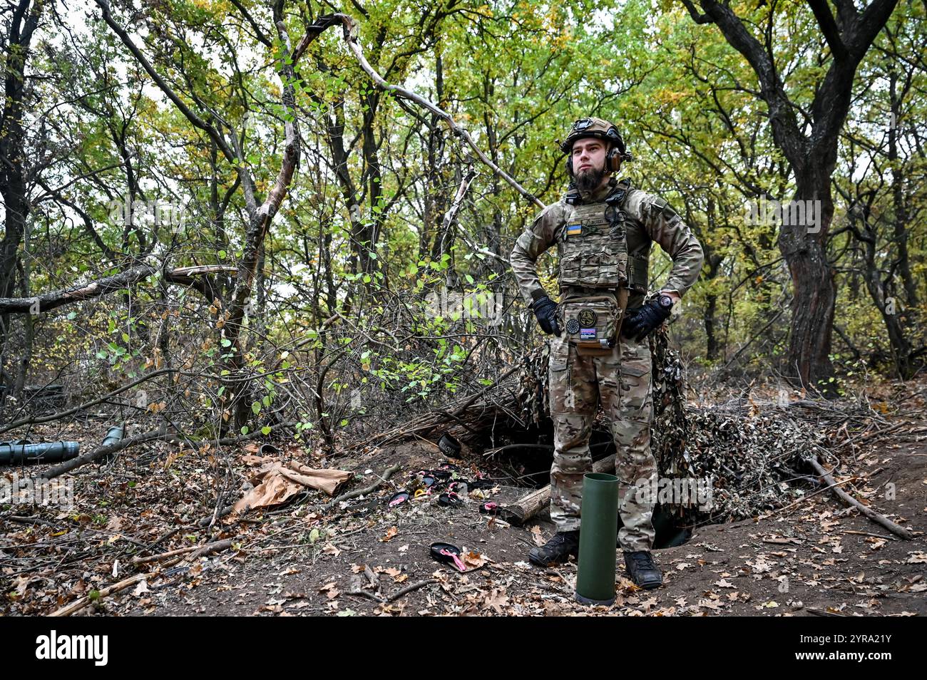 DONETSK REGION, UKRAINE - OCTOBER 25, 2024 - An artilleryman of the ...