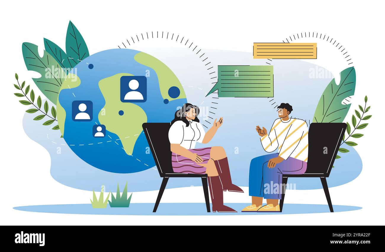 Successful business partnership. Man and woman communicating ...