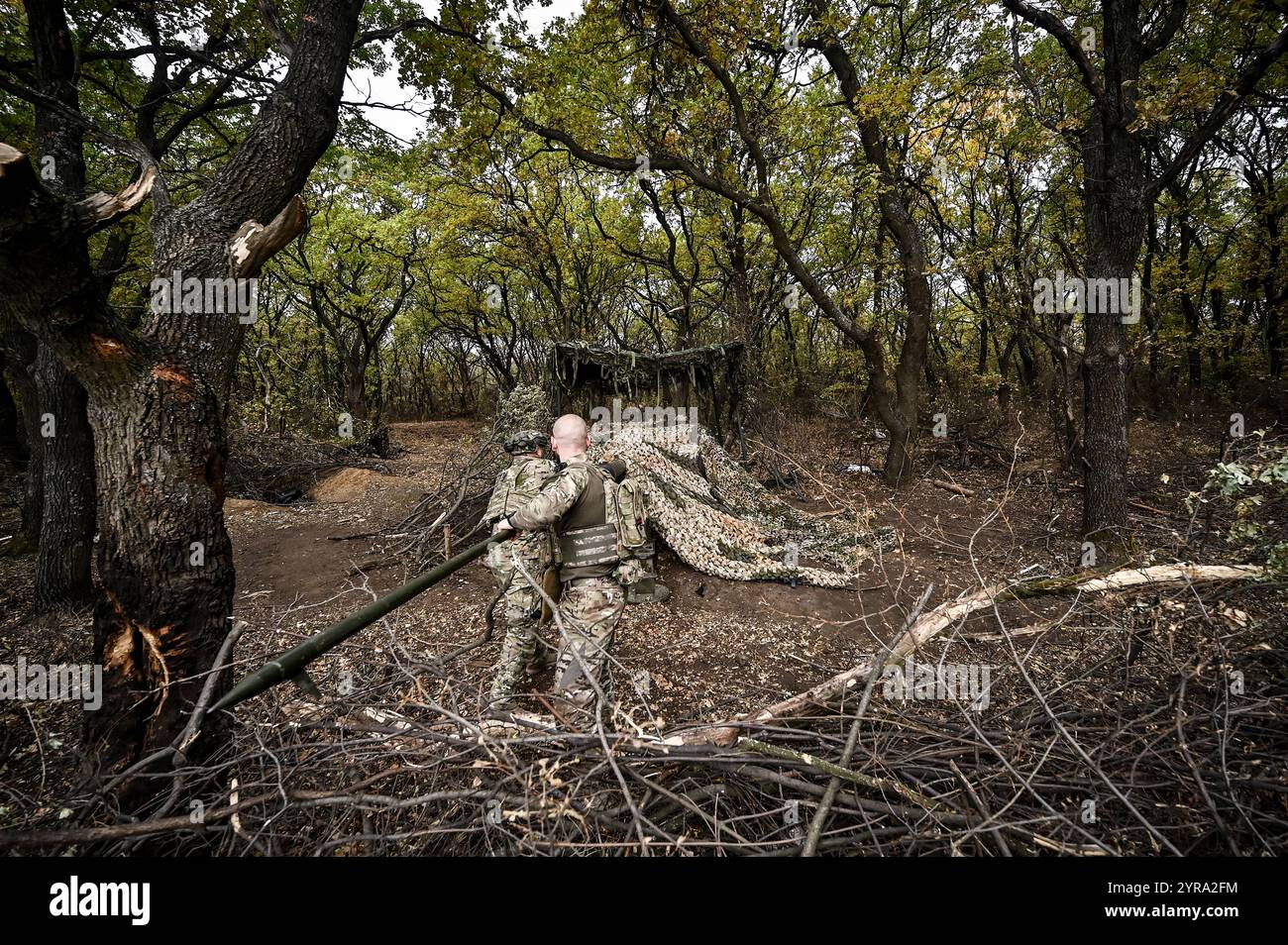 DONETSK REGION, UKRAINE - OCTOBER 25, 2024 - Artillerymen of the ...
