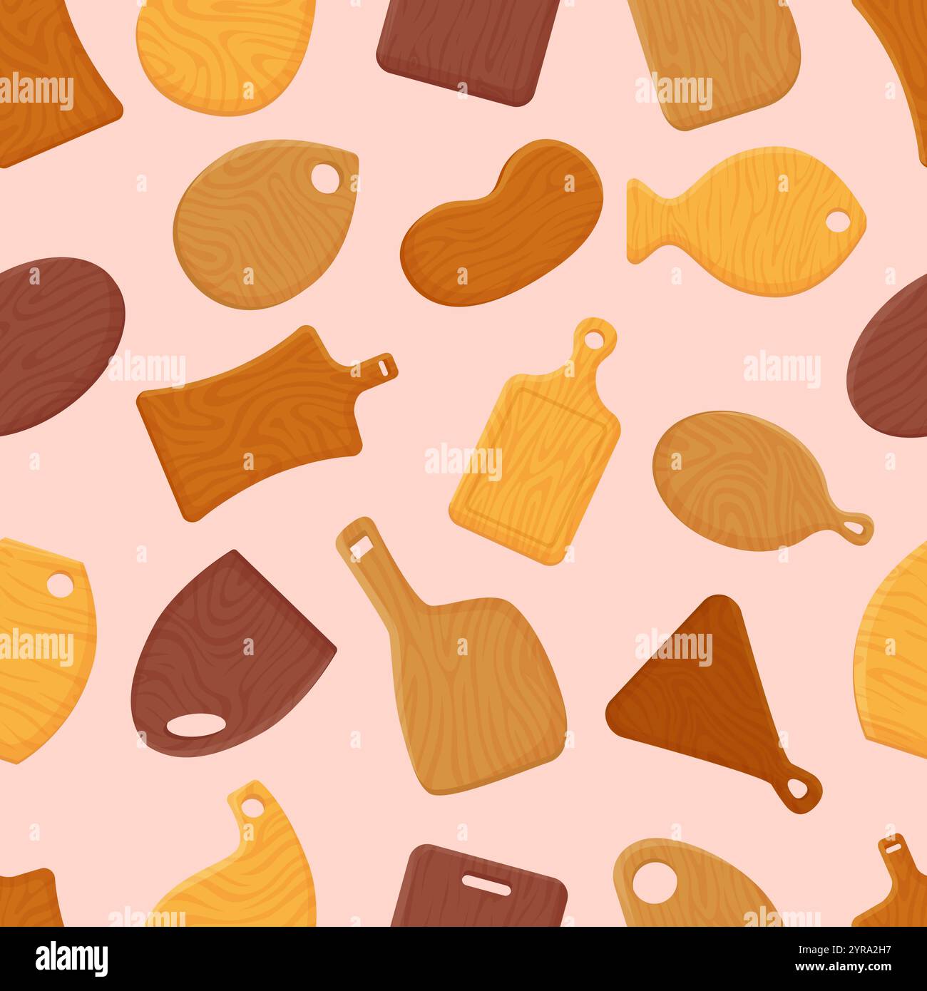 Cutting boards seamless pattern. Wooden kitchen equipment for cut food ...