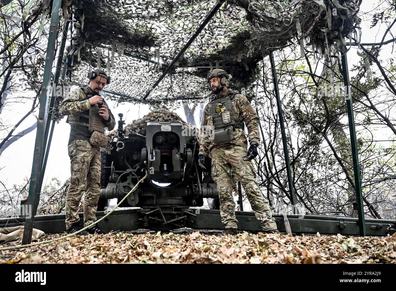 DONETSK REGION, UKRAINE - OCTOBER 25, 2024 - Artillerymen of the ...