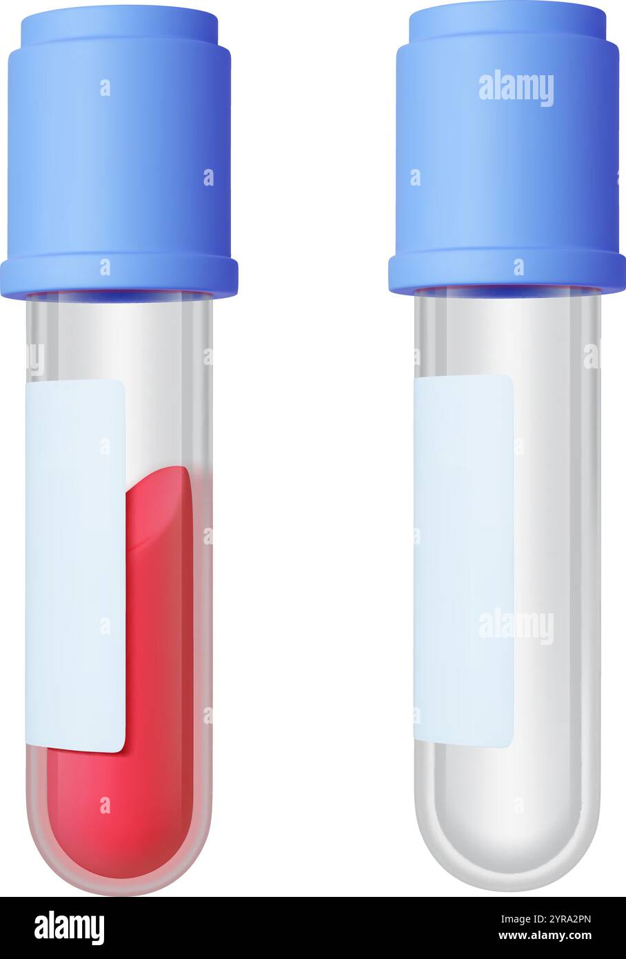 Medical measuring cup. 3d glass tube empty and with blood. Analysis ...