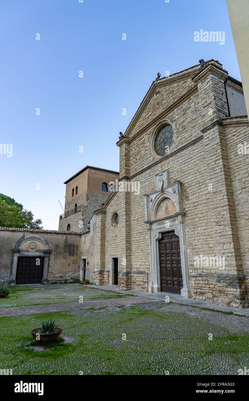 The church of the Benedictine Abbey of Santa Maria of Farfa, Italy with ...