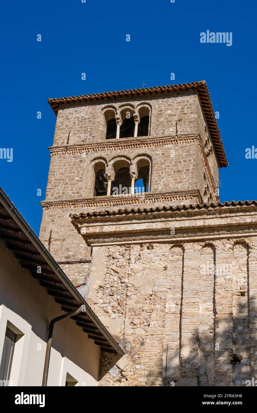 The Carolingian-style bell tower of the Benedictine Abbey of Santa ...