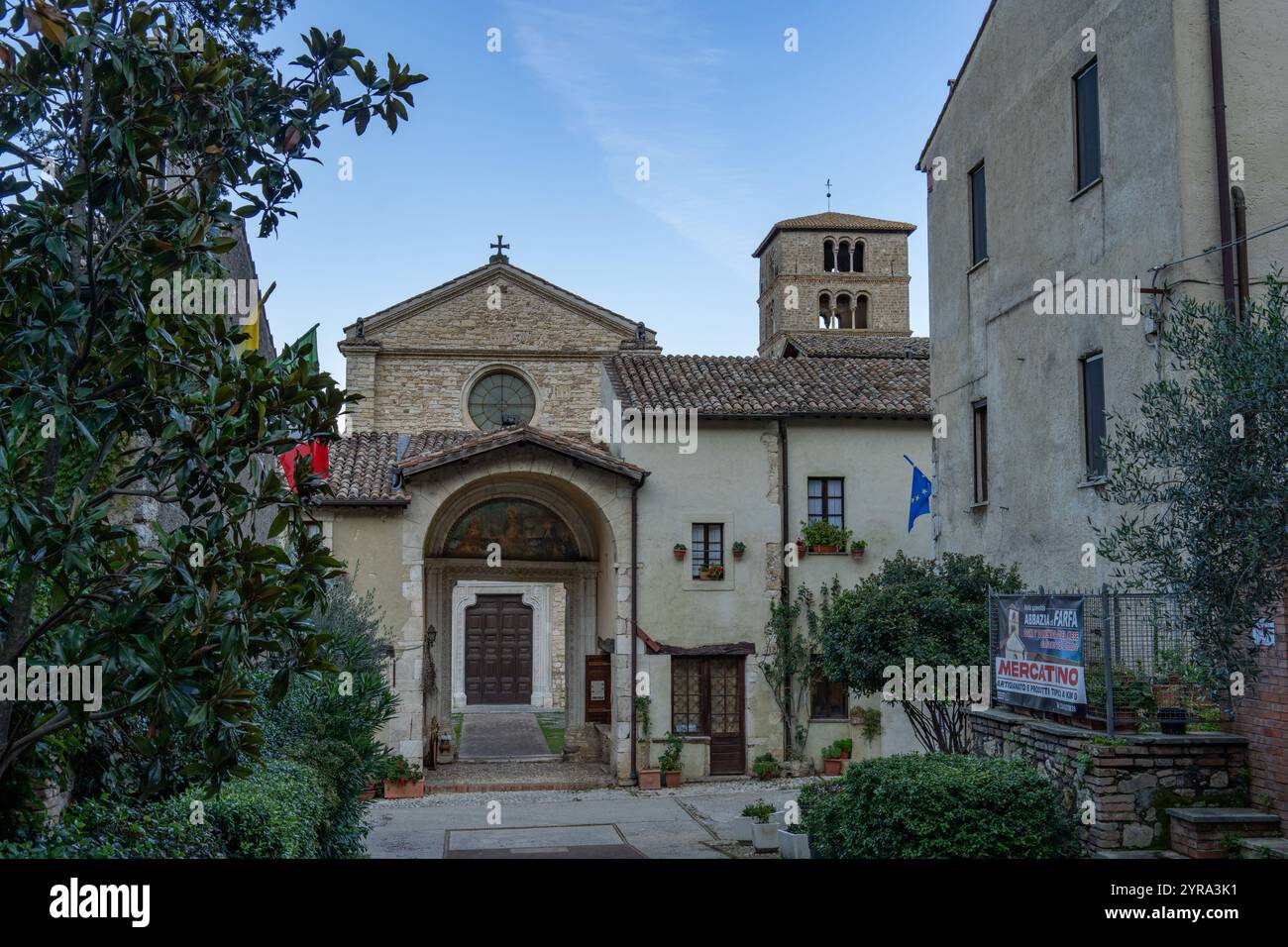 The arched Romanesque gateway of the Benedictine Abbey of Santa Maria ...