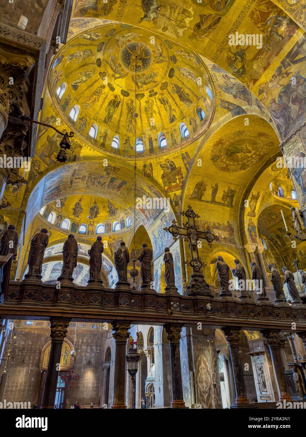 A Gothic altar screen encloses the chancel in St. Mark's Basilica in ...