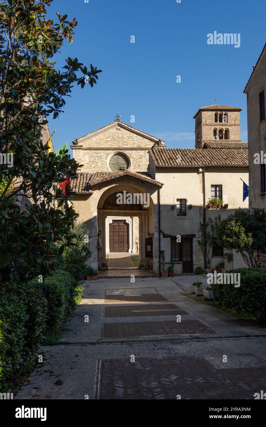 The arched Romanesque gateway of the Benedictine Abbey of Santa Maria ...