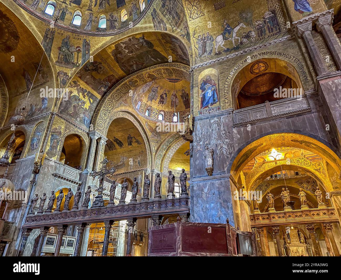 A Gothic altar screen encloses the chancel in St. Mark's Basilica in ...