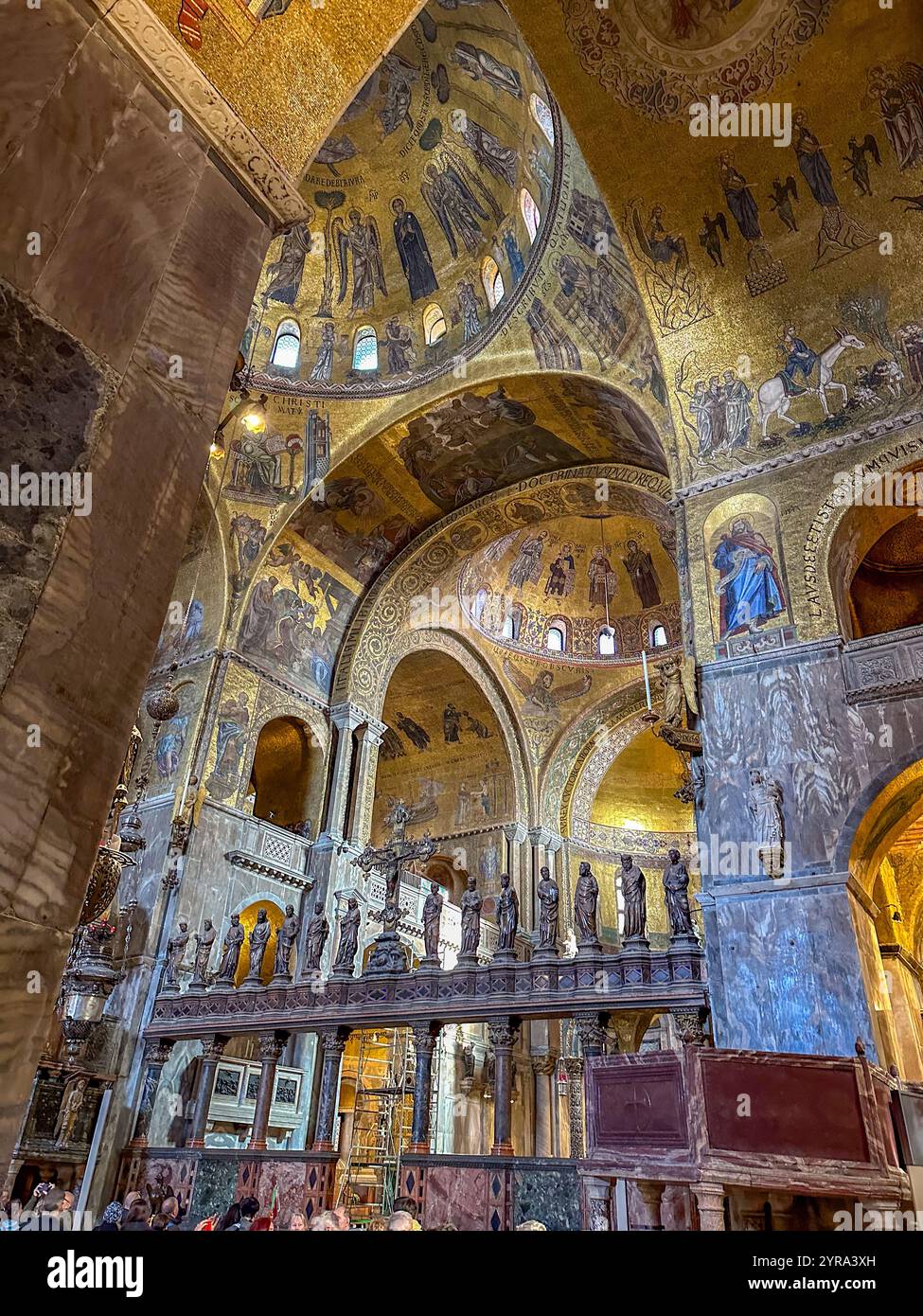 A Gothic altar screen encloses the chancel in St. Mark's Basilica in ...