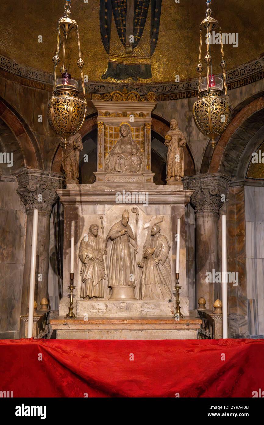 Bas relief sculptures and gold mosaics in St. Clement's Chapel in St ...