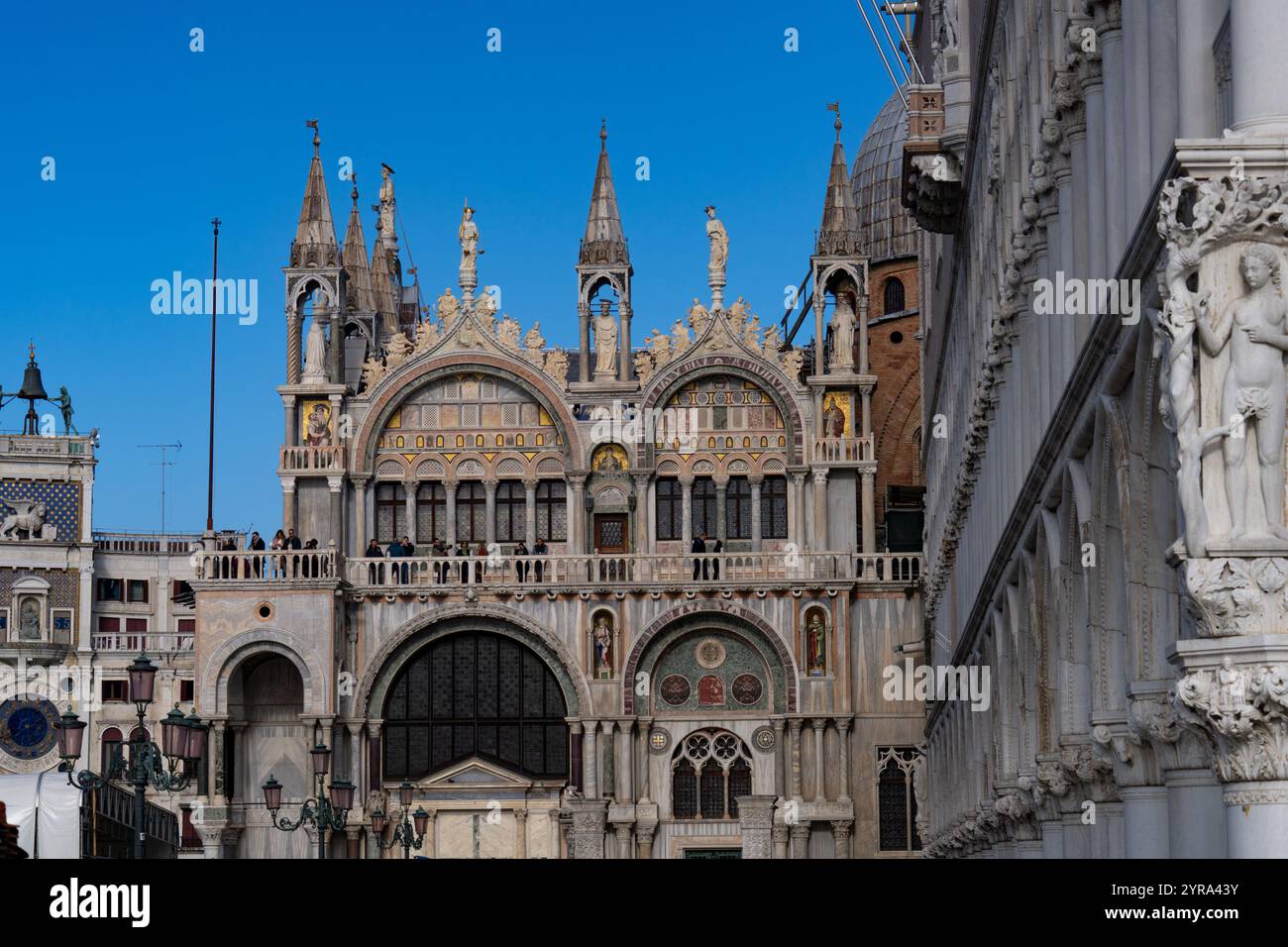 South facade of St. Mark's Basilica with the Doge's Palace at right, in ...