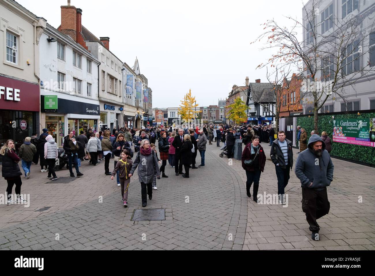 loughborough town centre on remembrance day 2024 Stock Photo - Alamy
