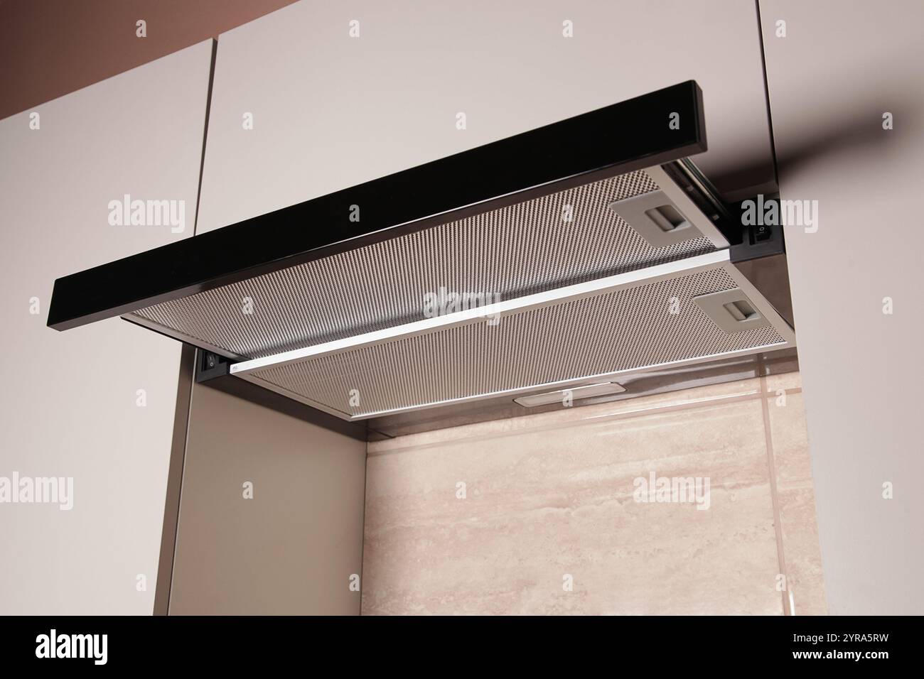 Modern Range Hood. Cooking Hood. Kitchen with Modern interior light ...