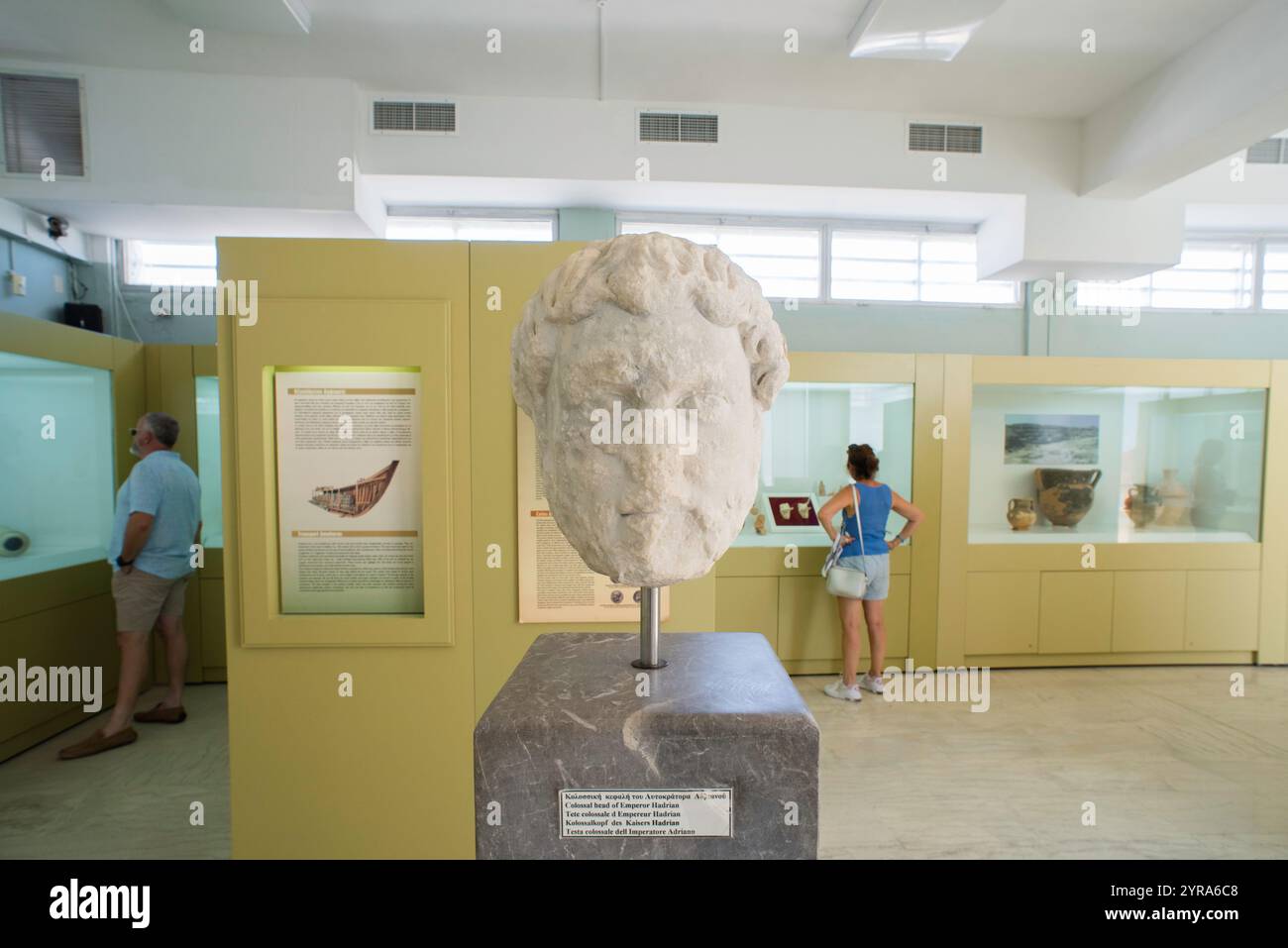 Archaeological Museum Sitia, view of a weather-worn marble head dating ...