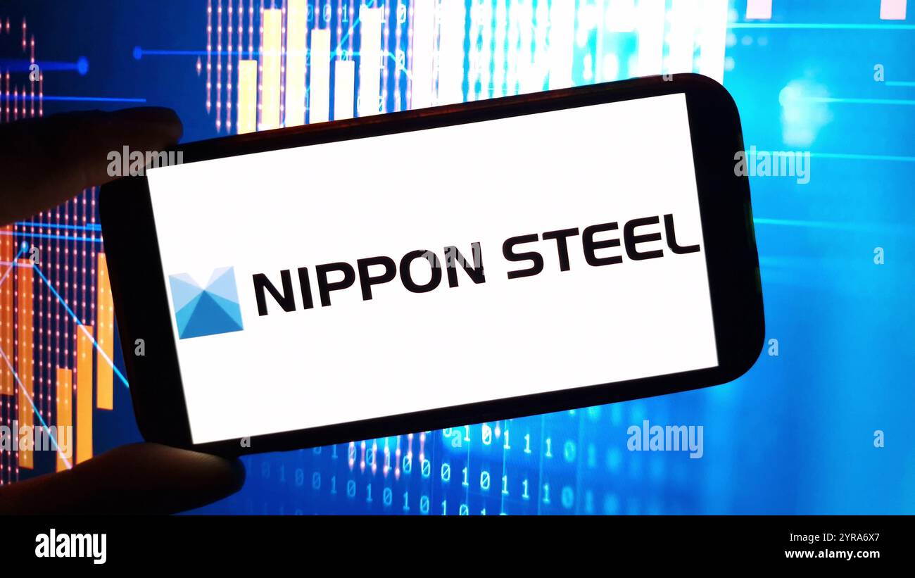 Konskie, Poland - December 02, 2024: Nippon Steel company logo ...
