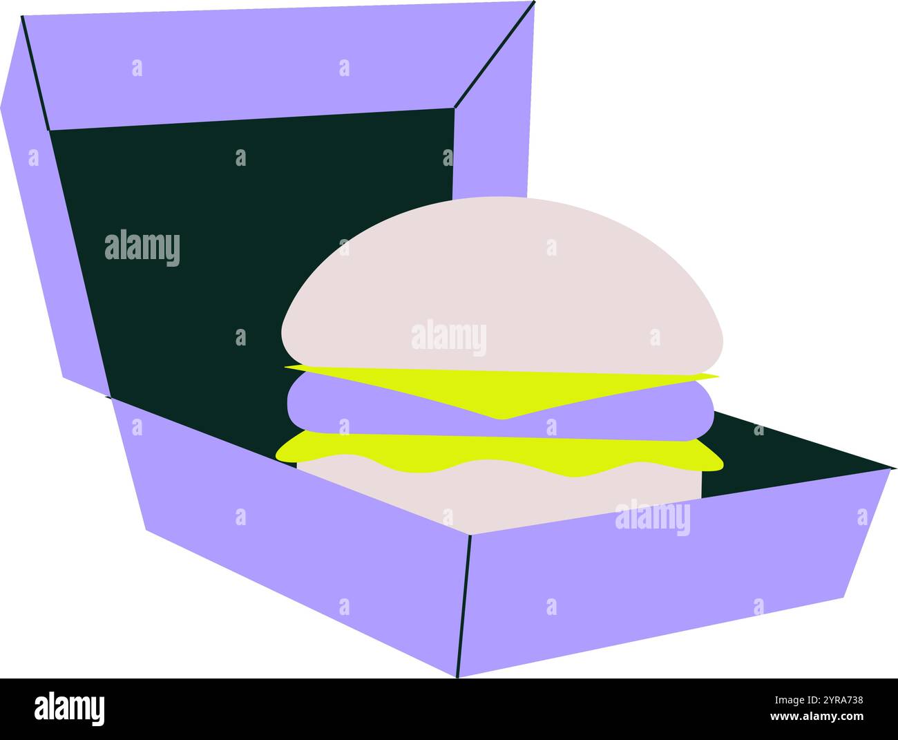 Burger In Box In Flat Vector Illustration Symbolizing Fast Food ...
