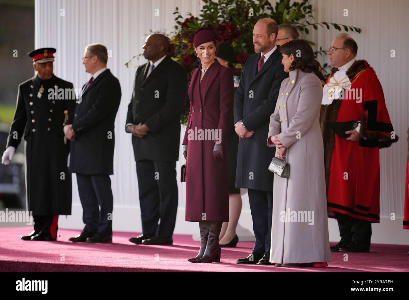 The Prince and Princess of Wales talk with Sheikha Jawaher, the wife of ...