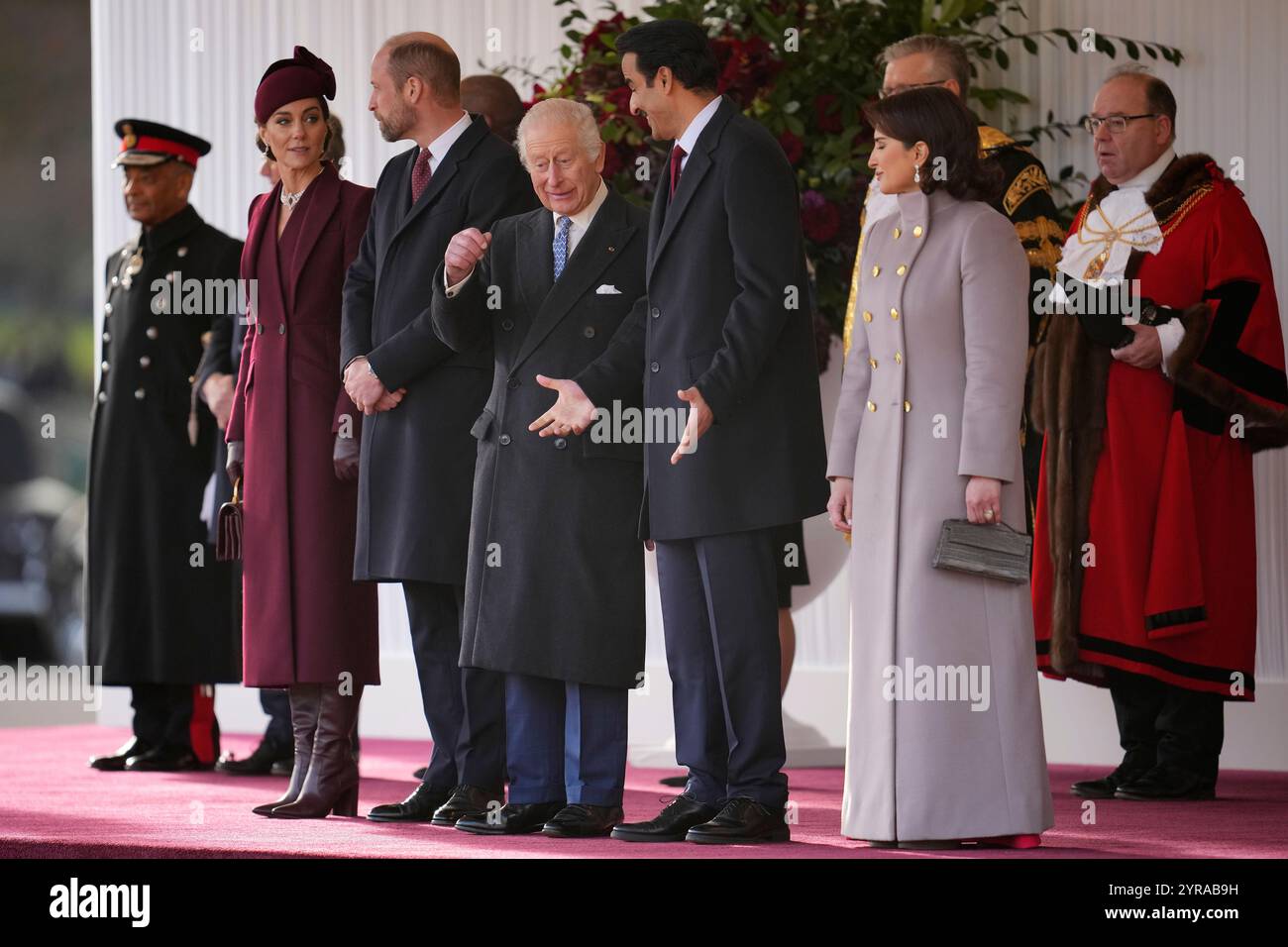 (left-right) the Princess of Wales, the Prince of Wales, King Charles ...