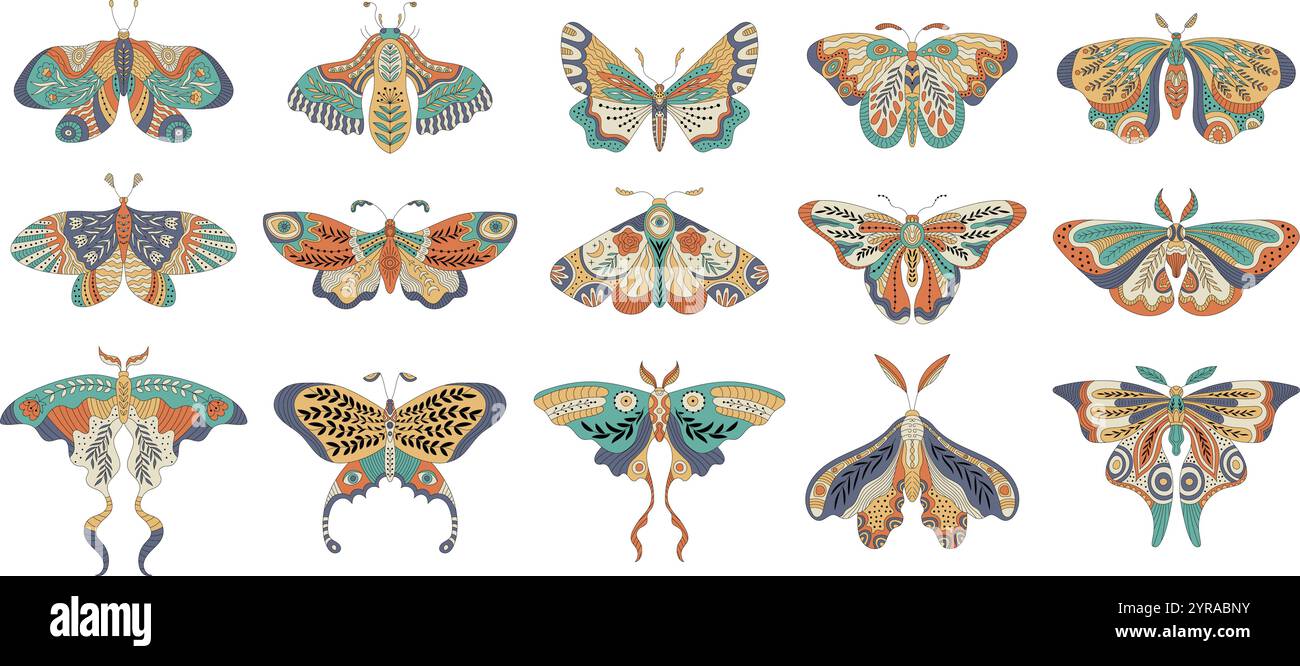 Decorative butterfly. Authentic boho design for butterfly wings recent ...