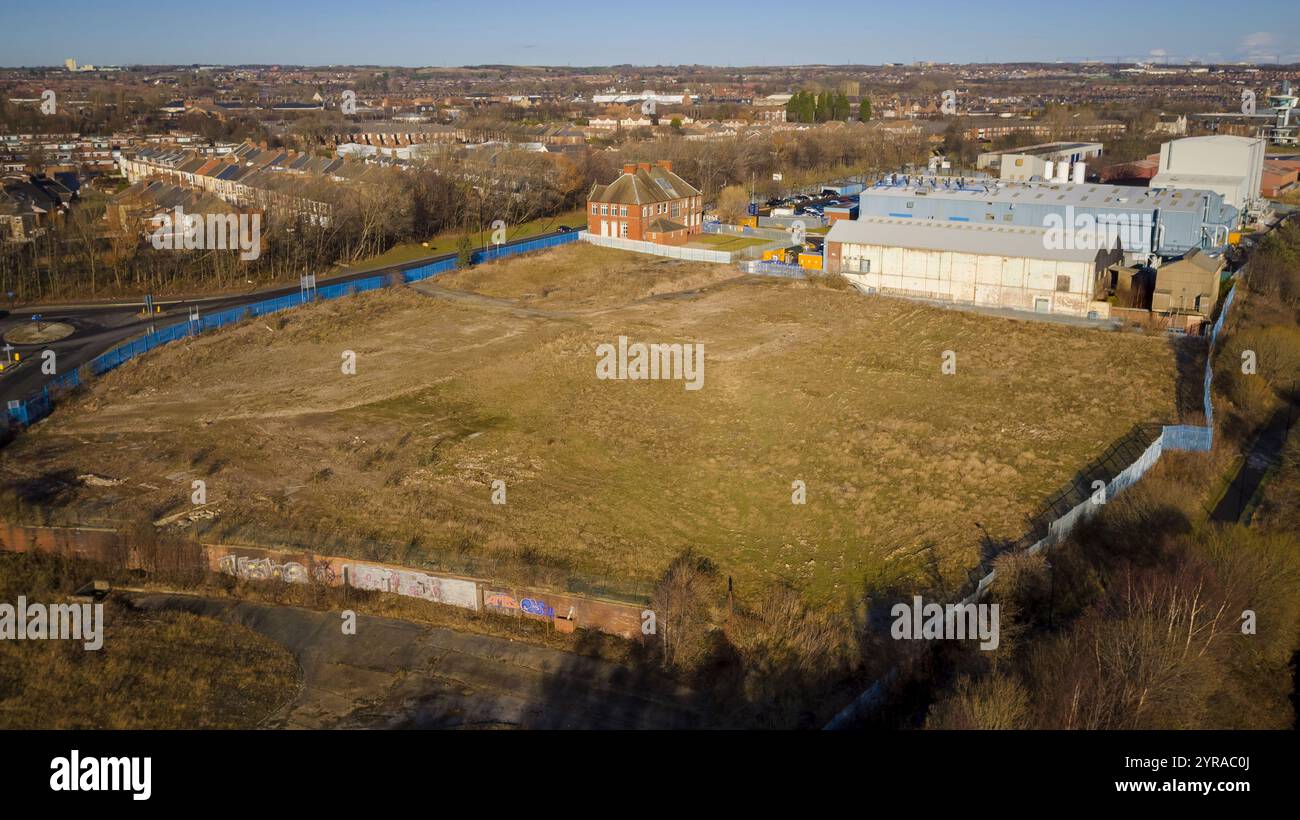 Great Britain, Wallsend: aerial view of the historic industrial ...