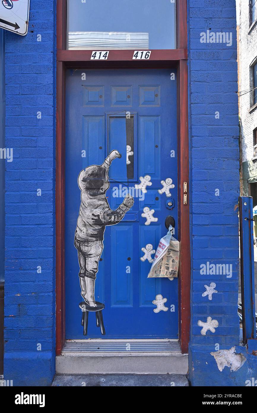 Canada, Quebec, Montreal, Rachel Est Street: street art. Collage of a ...