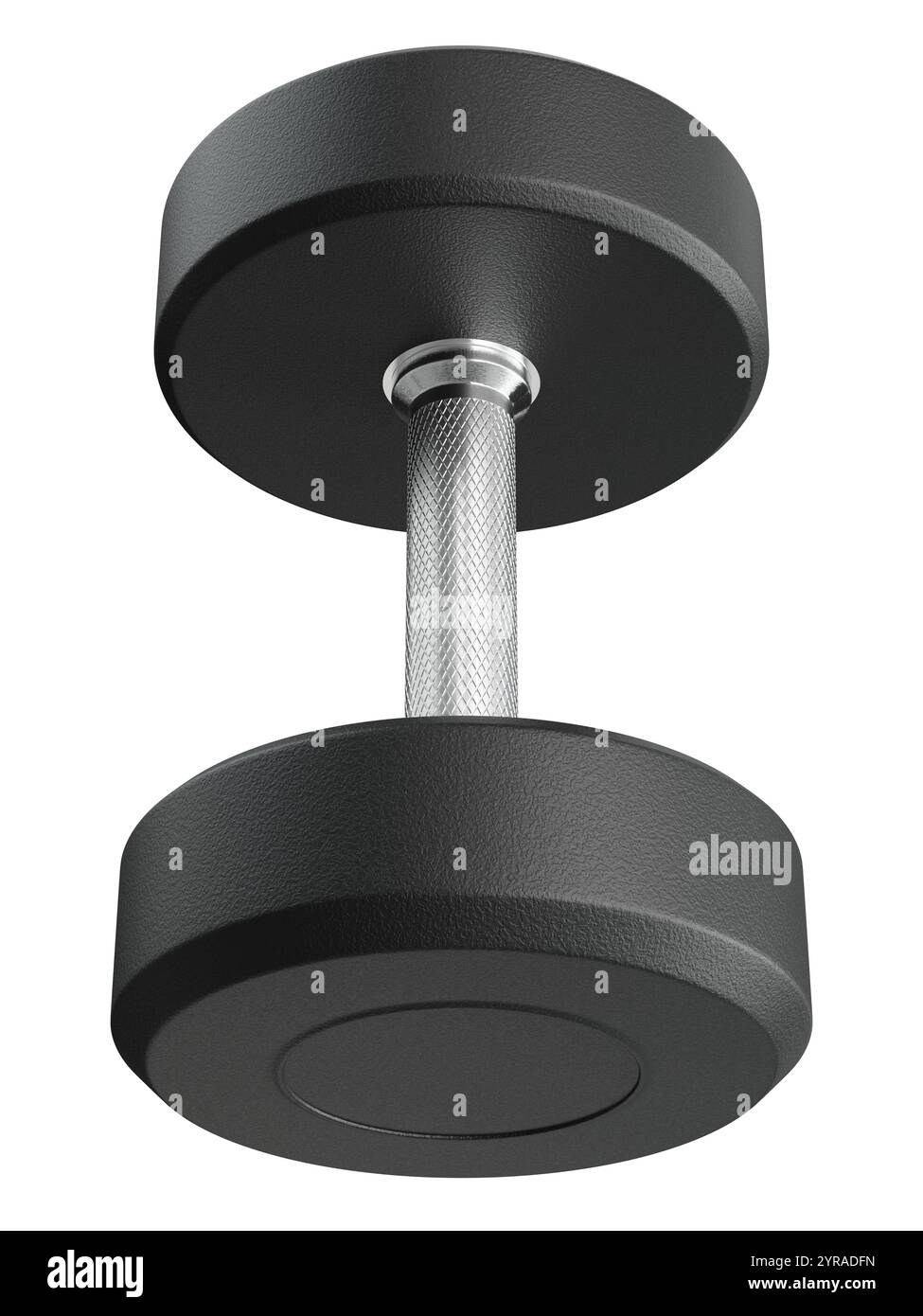 Blank Round Rubber Dumbbell, weightlifting gym equipment top view Stock ...