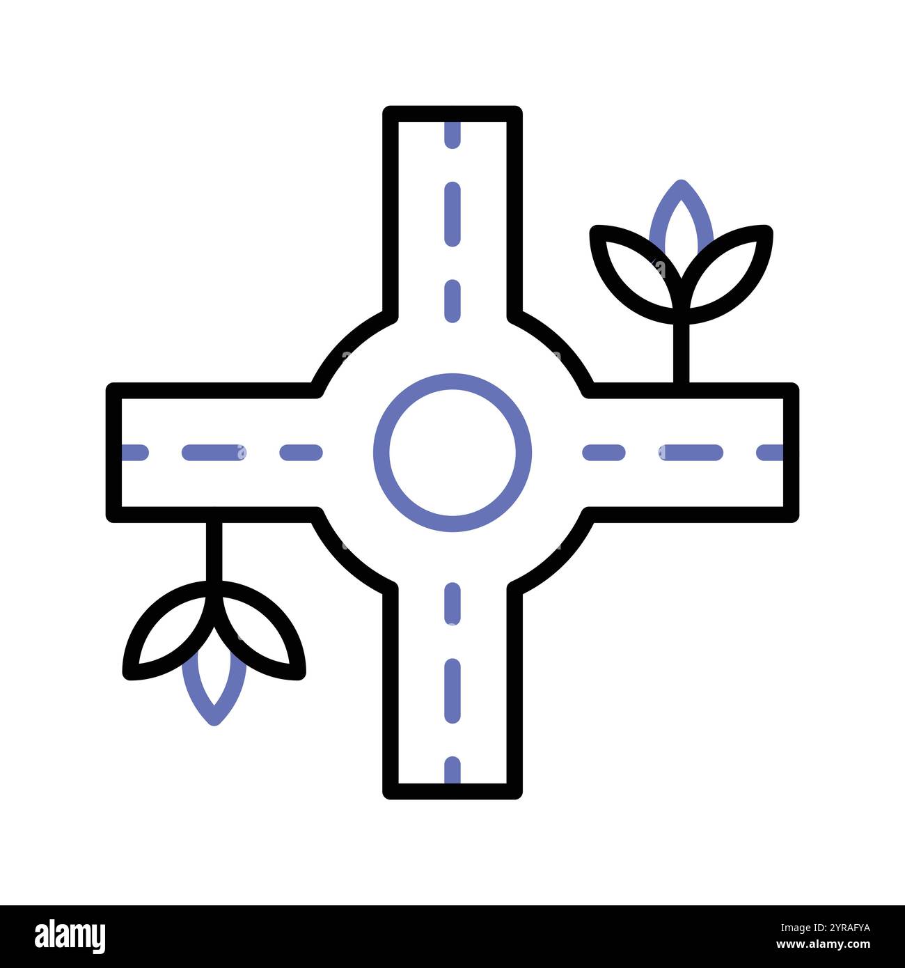 Traffic circle with four roads showing concept icon of road ...