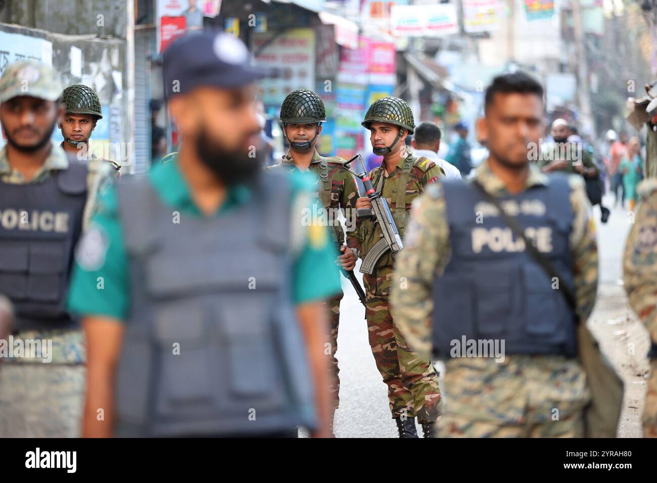 Dhaka, Bangladesh - November 03, 2024: Joint forces have beefed up security at the Indian High ...
