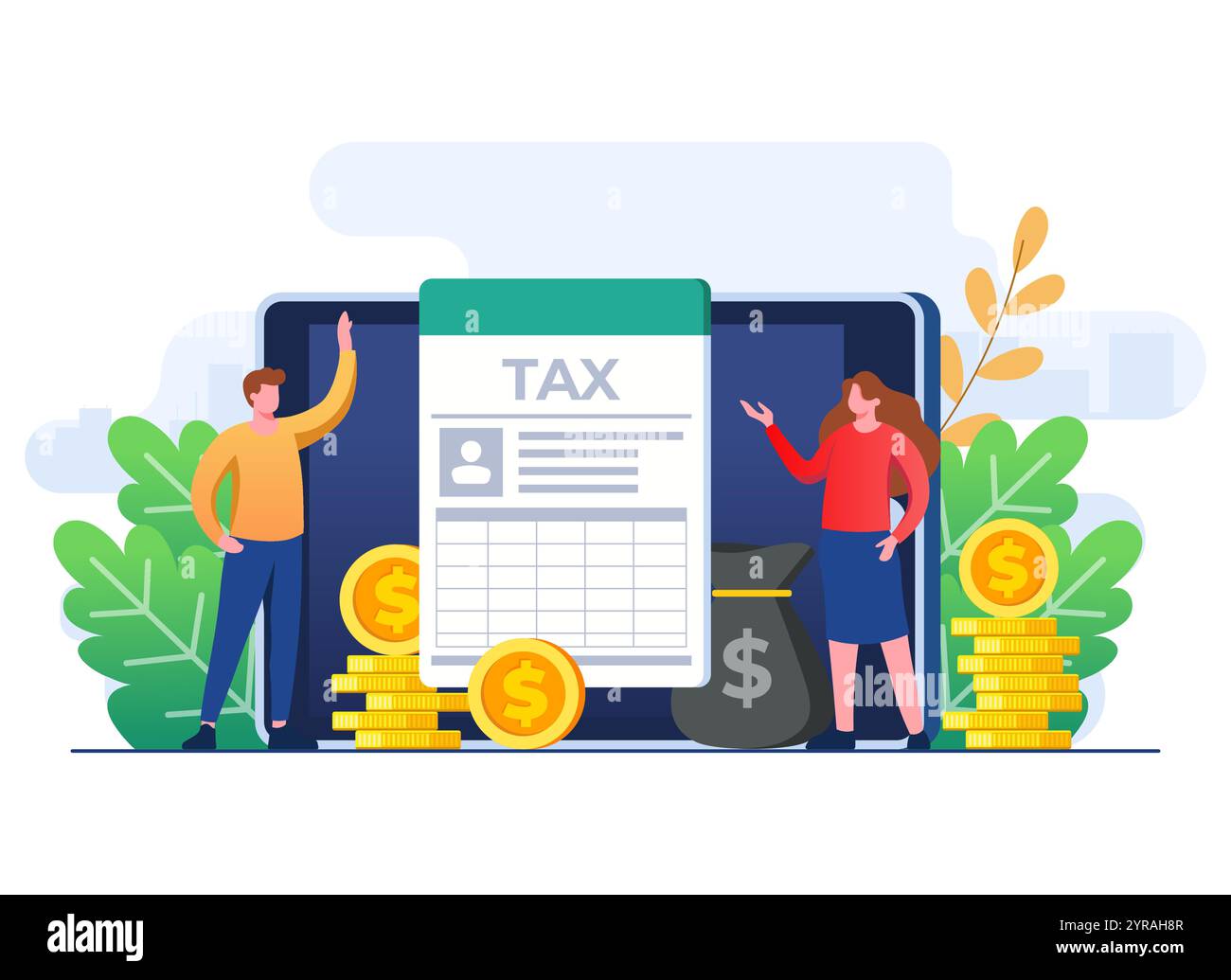 Online tax payment flat illustration vector template, Paperwork, Tax ...