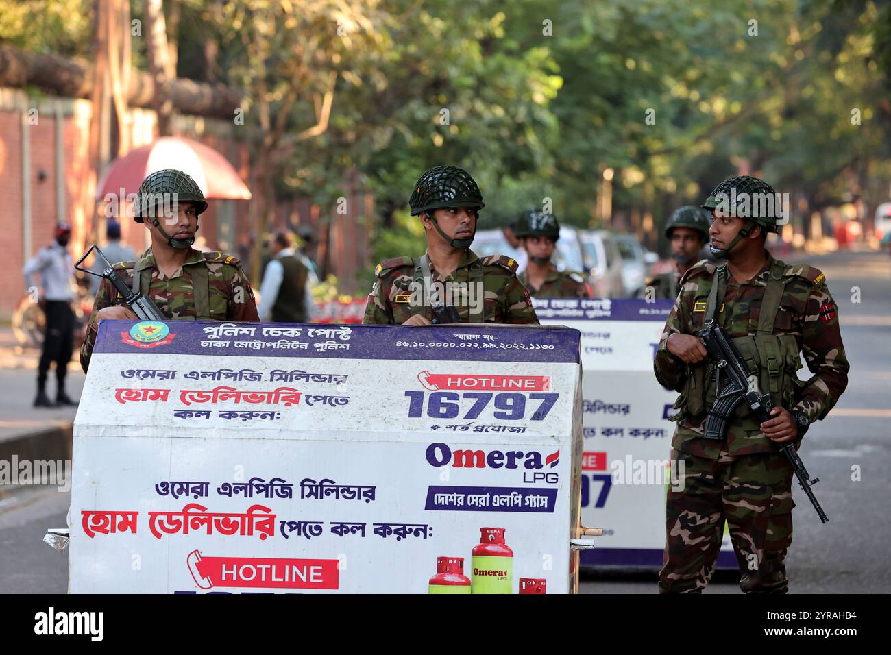 Dhaka, Bangladesh - November 03, 2024: Joint forces have beefed up security at the Indian High ...