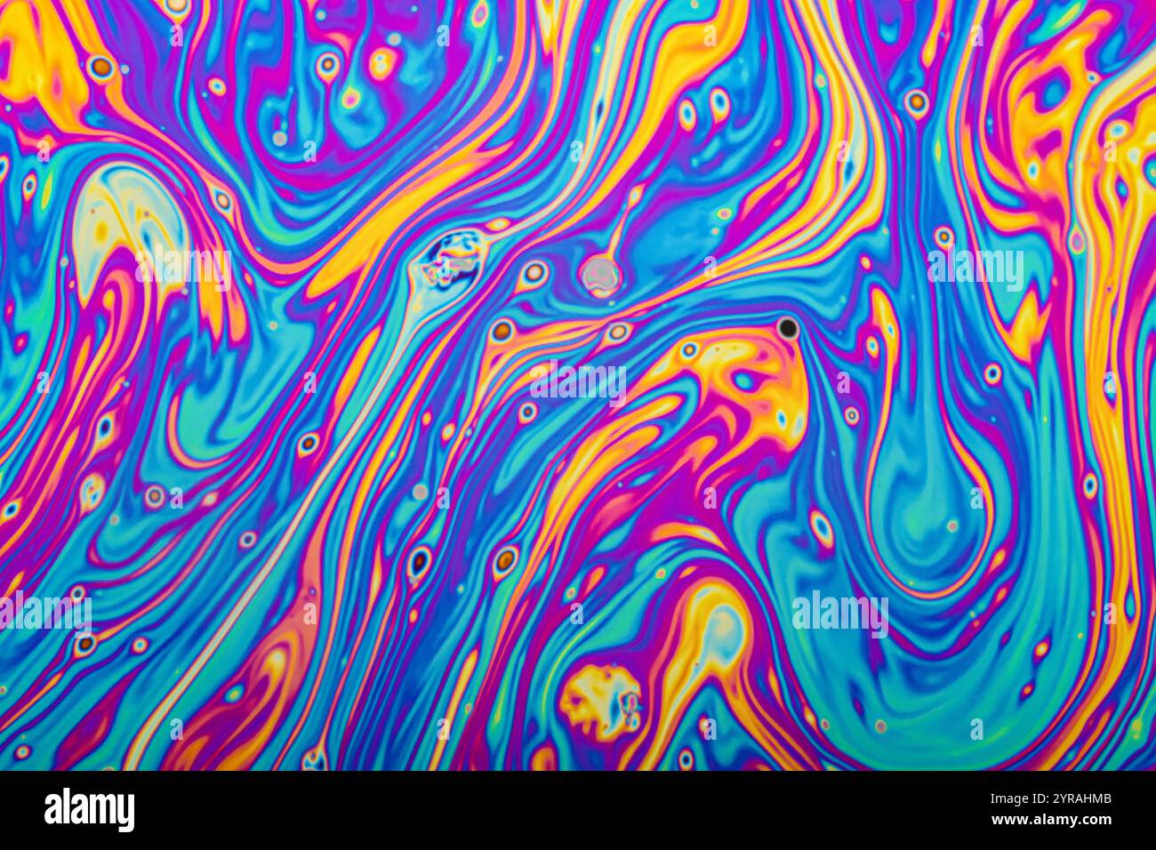 Real closeup photograph of a soap bubble surface movements as a ...