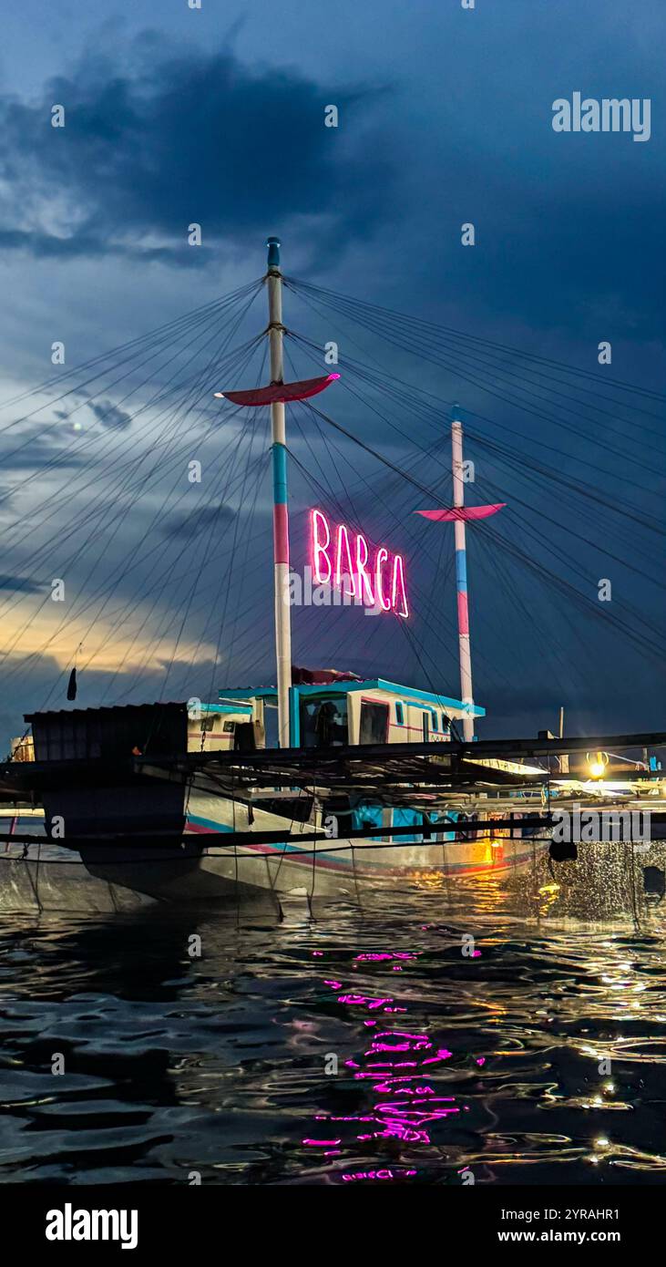 The FC Barcelona Boat in Indonesia Stock Photo - Alamy