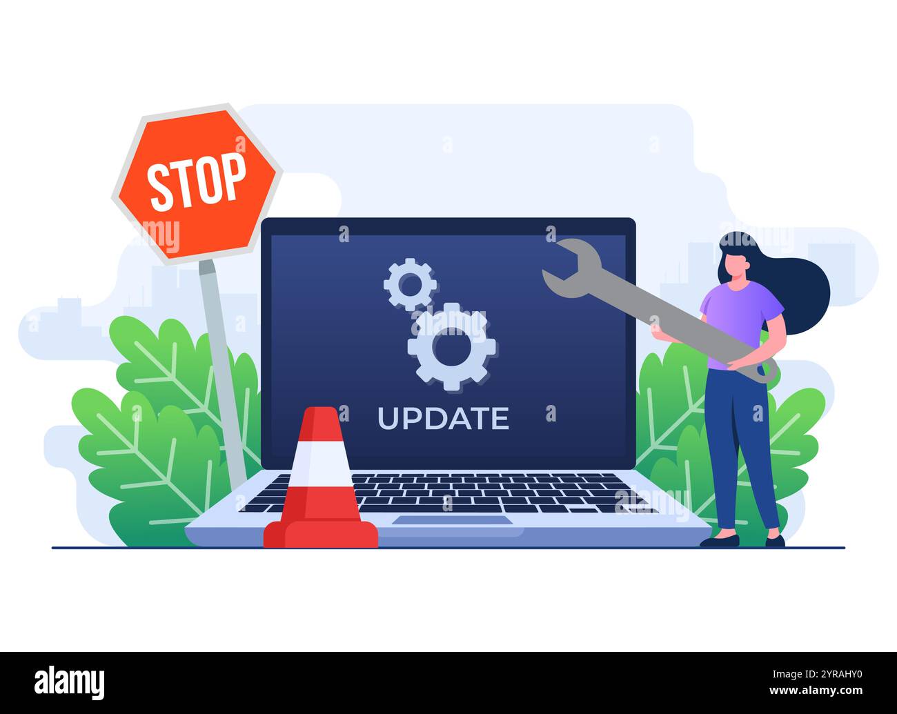 Software system under maintenance vector illustration error website hi ...