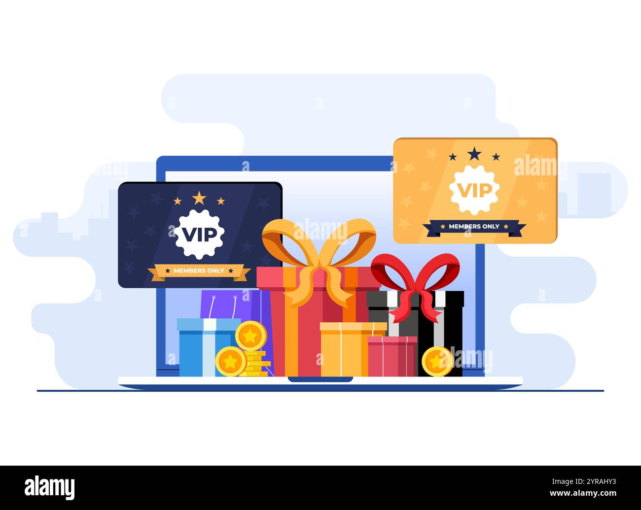 Online loyalty program bonus card concept flat illustration vector ...