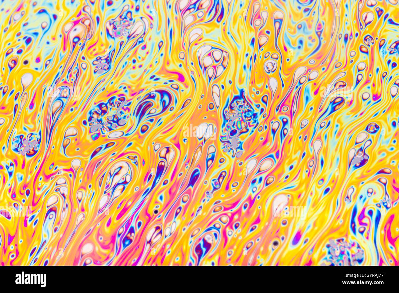 Real closeup photograph of a soap bubble surface movements as a ...