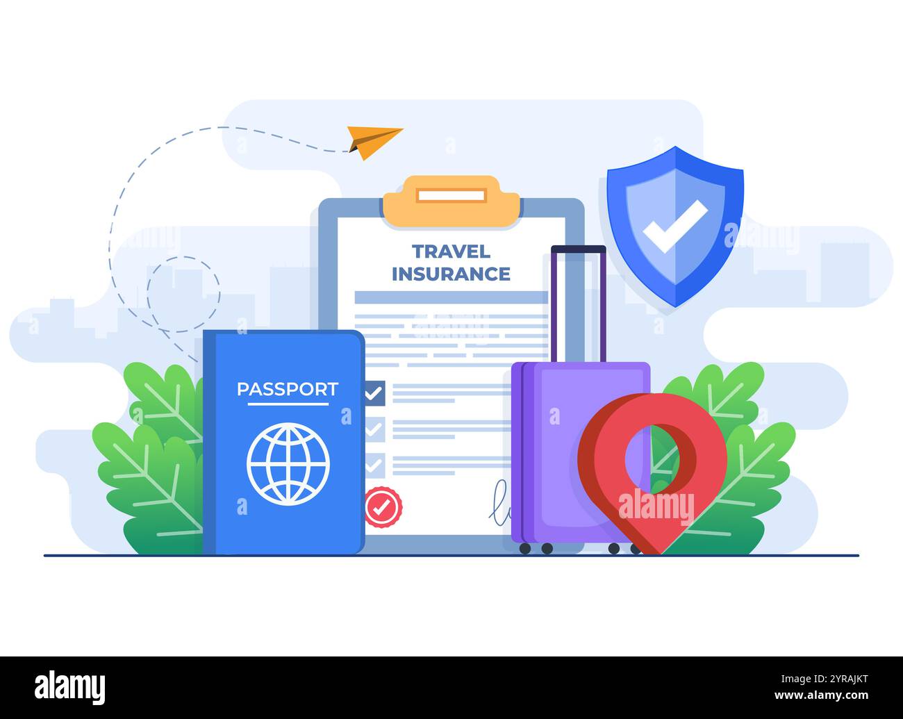 Travel insurance service concept flat illustration vector template ...