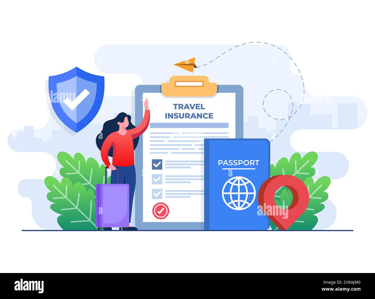 Travel insurance service concept flat illustration vector template ...