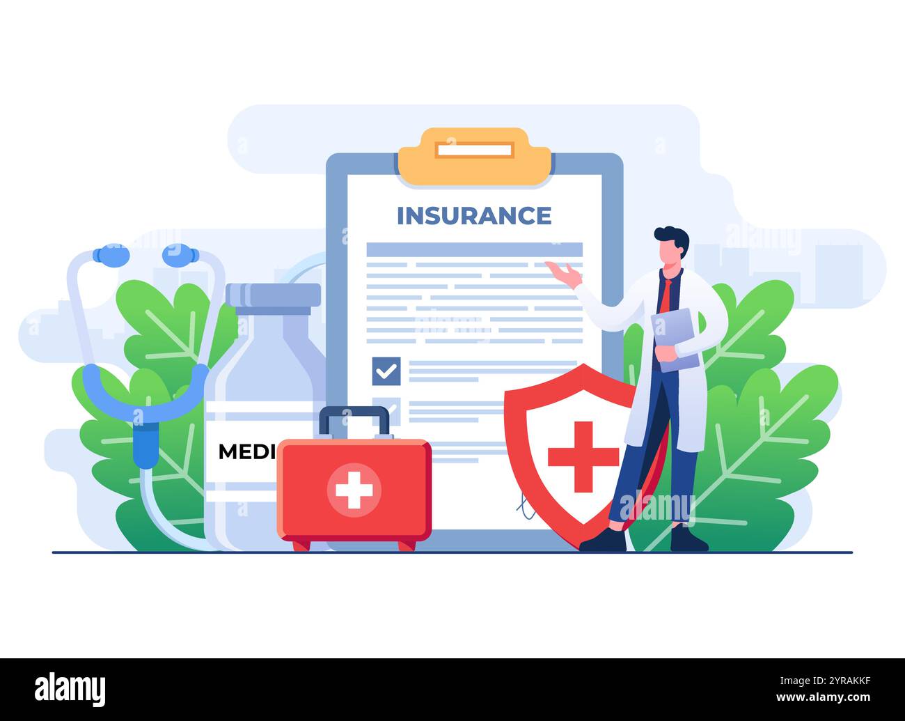 Health insurance concept flat illustration vector template, Healthcare ...
