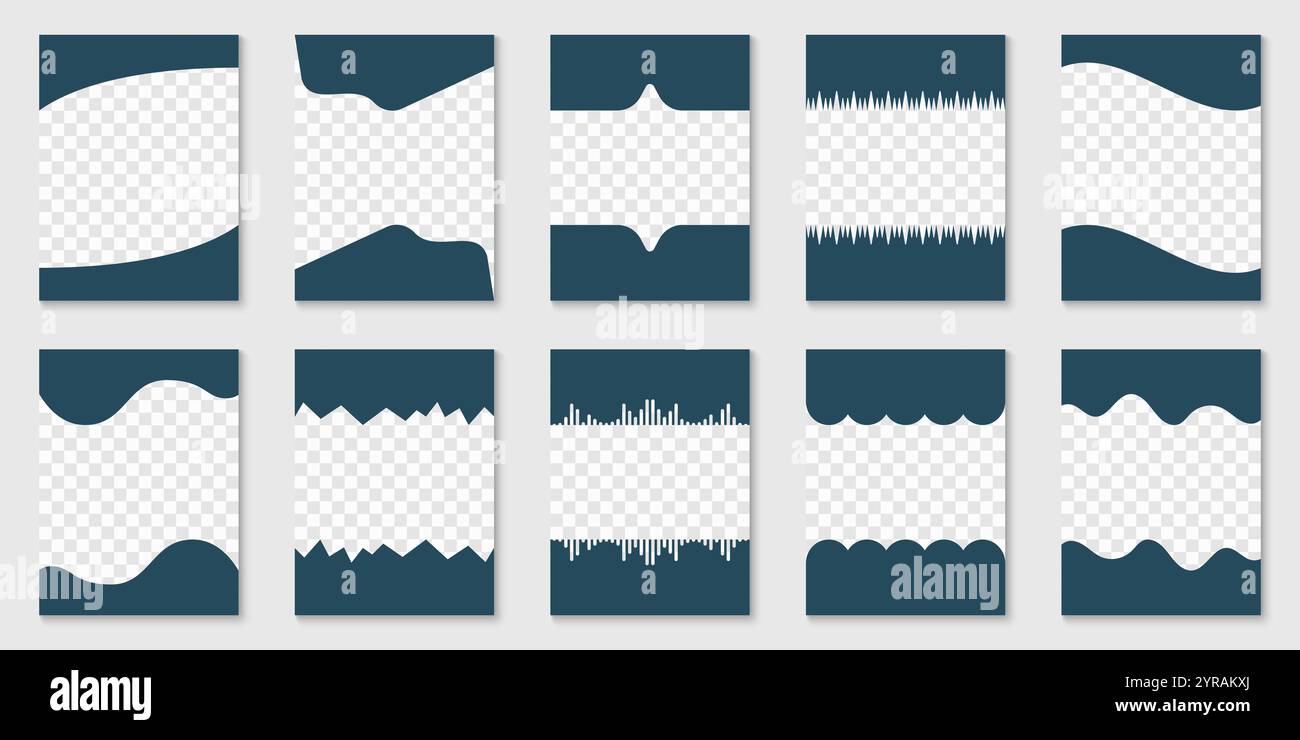 Set of Separator Shapes. Abstract Curve Lines, Wave Frame for Web Page. Template Divider Header ...