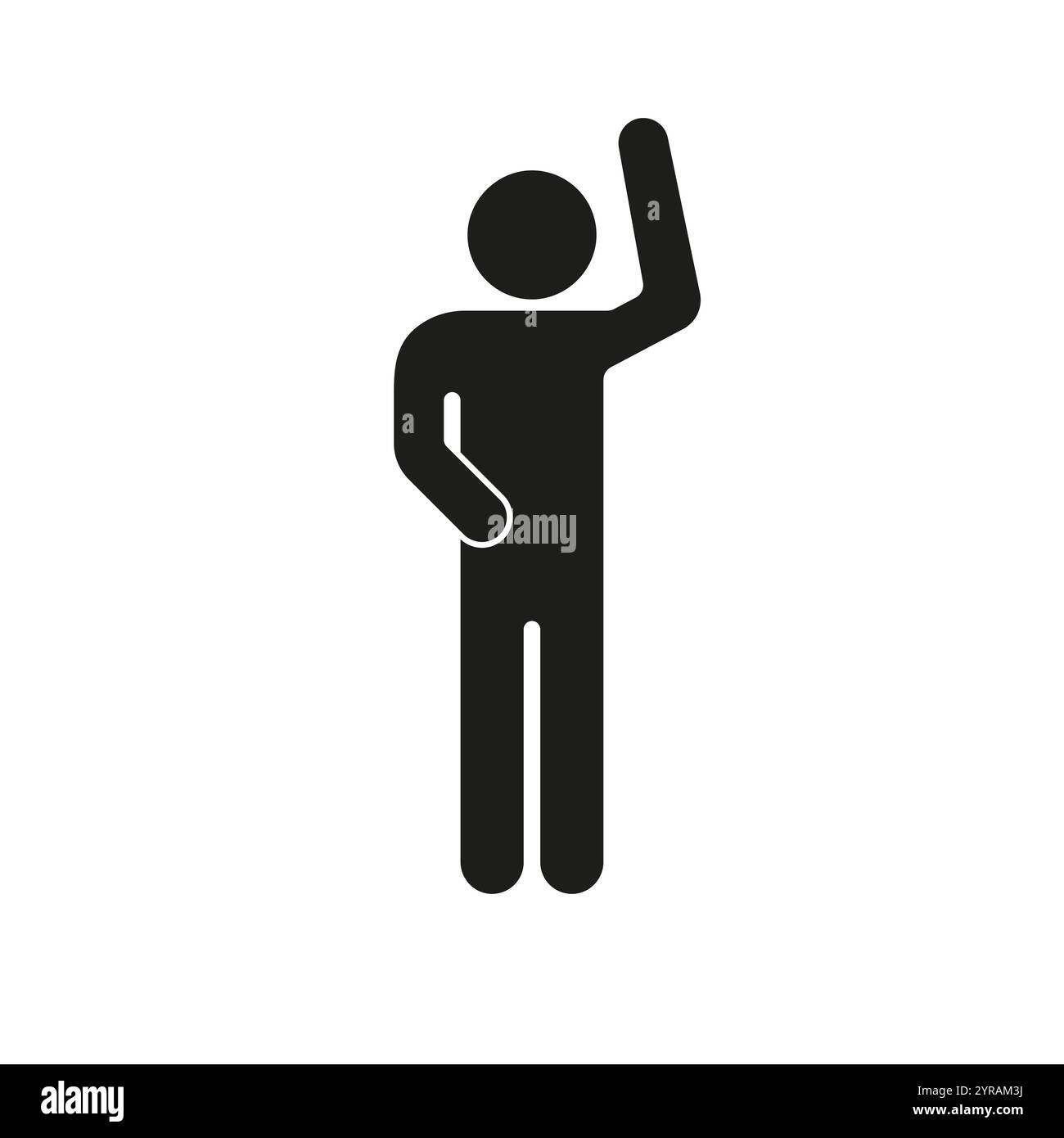 Human Figure Waving Hand Silhouette Icon. Stick Figure with Greeting ...