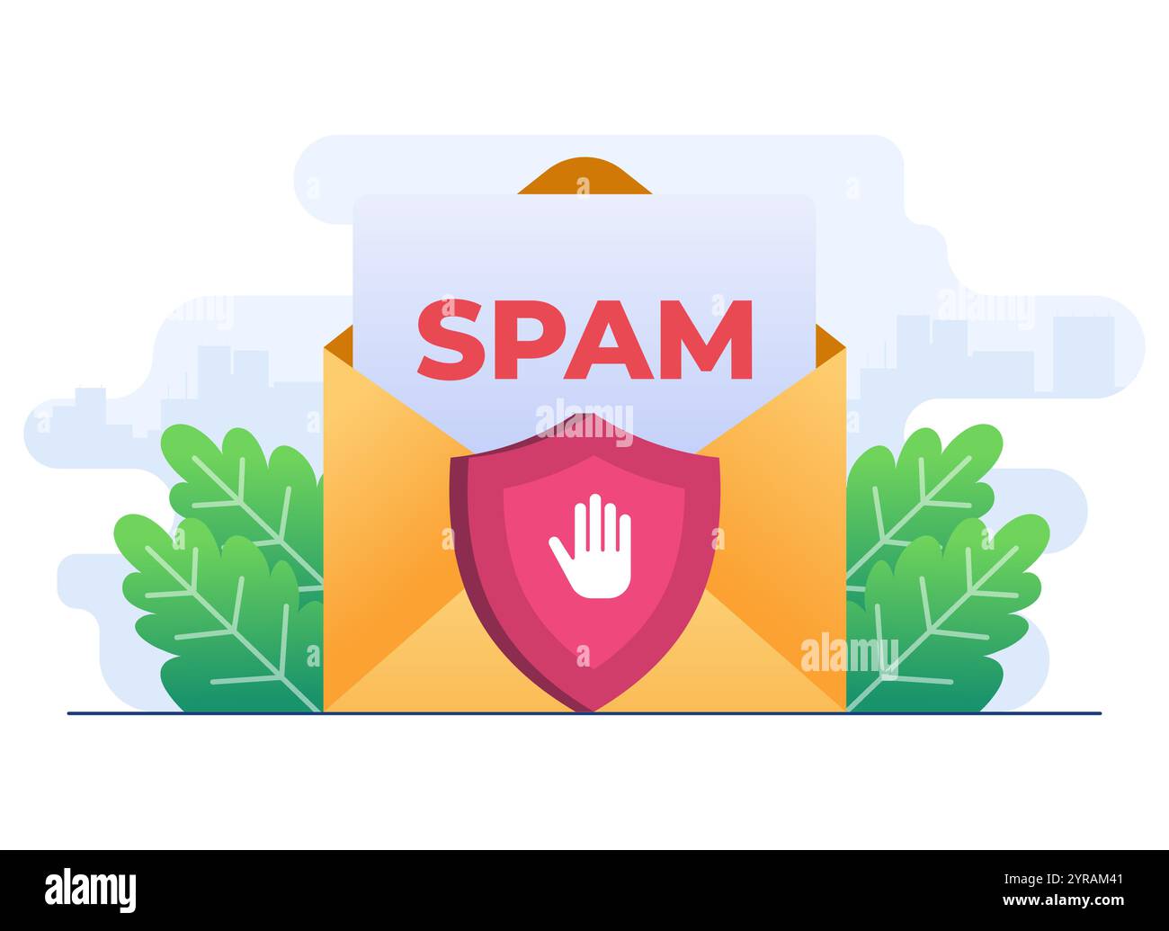 Spamming mailbox concept flat illustration vector template, Spam warning, Warning, Security ...