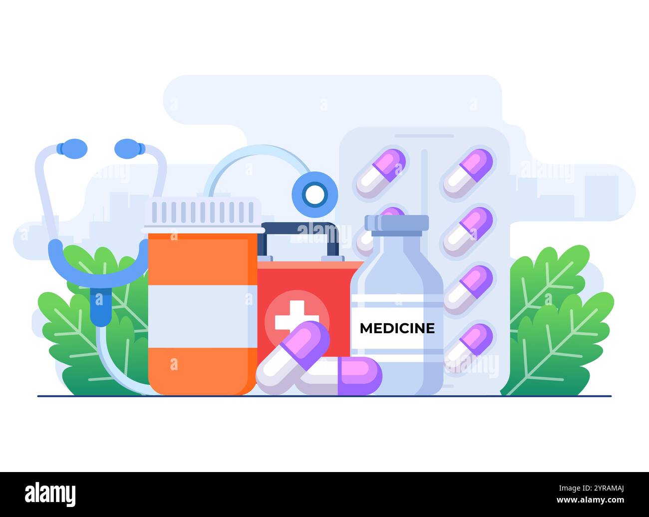 Medications flat illustration vector template, Medical drugs, tablets ...