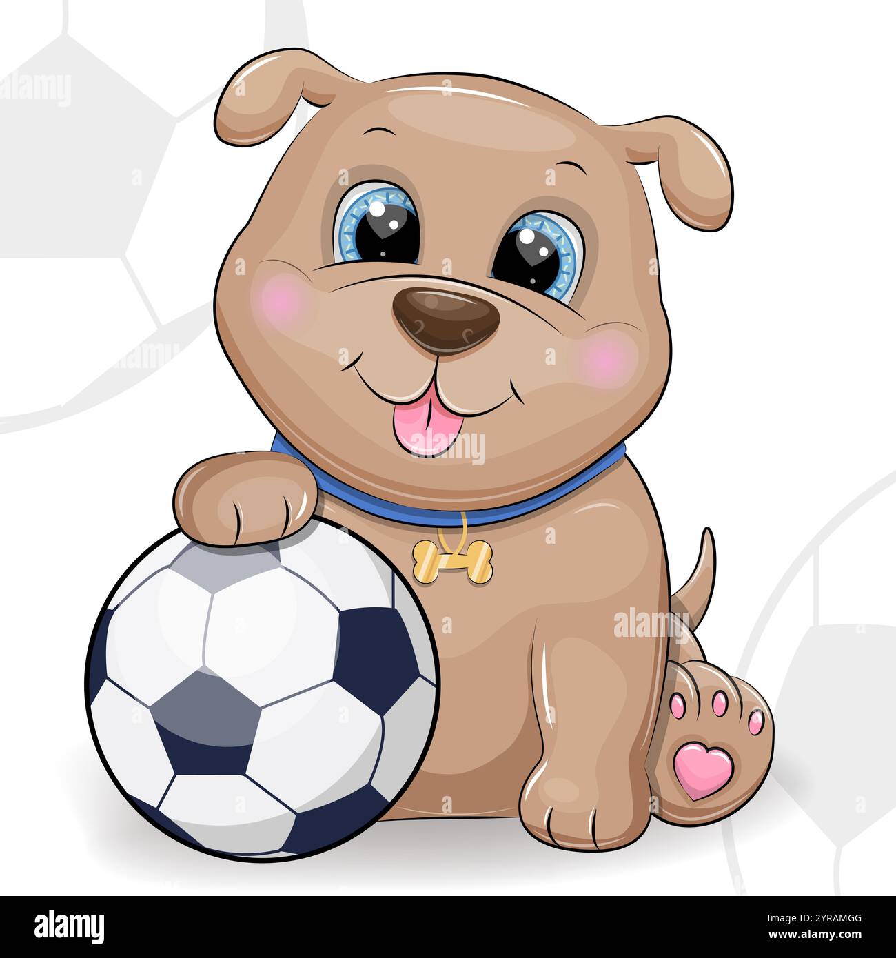 Cute cartoon dog with soccer ball. Vector illustration of an animal ...