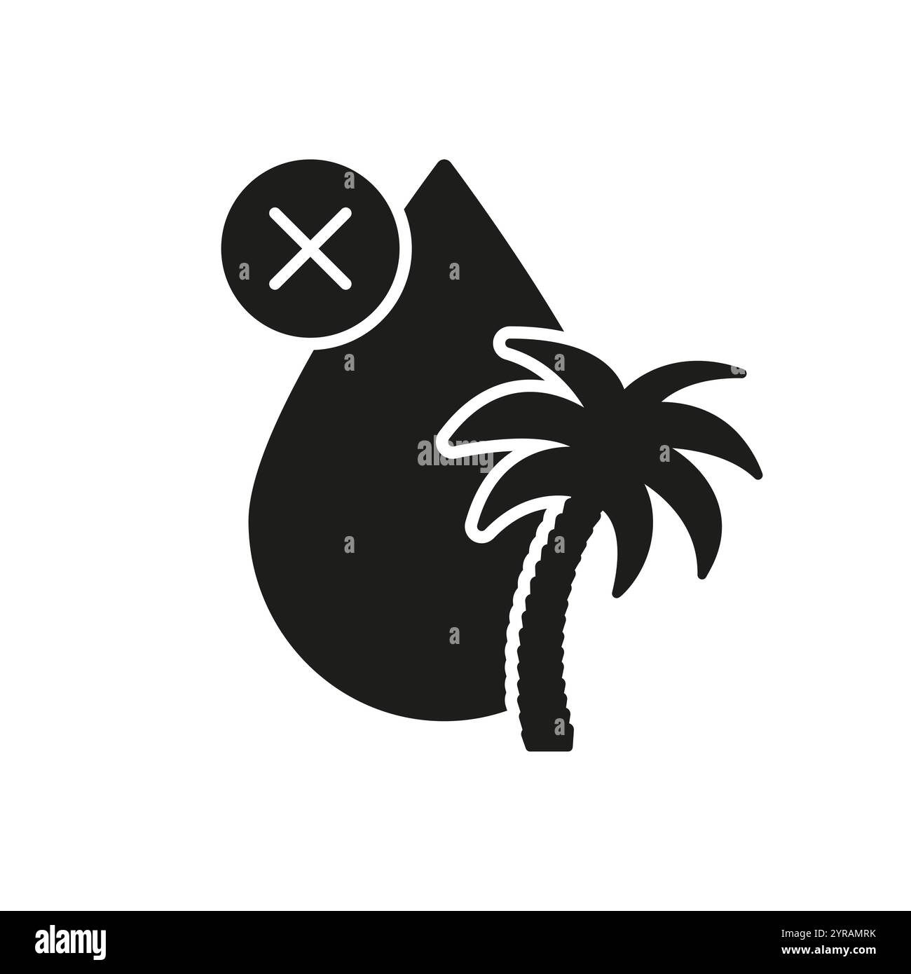 No Palm Oil Silhouette Icon. Prohibition of Palm Oil Usage with Palm ...